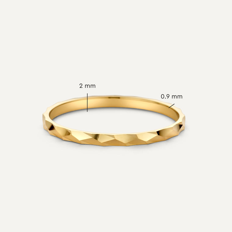 Gold Hammered Stacker Ring of 14 Karat Gold for Women
