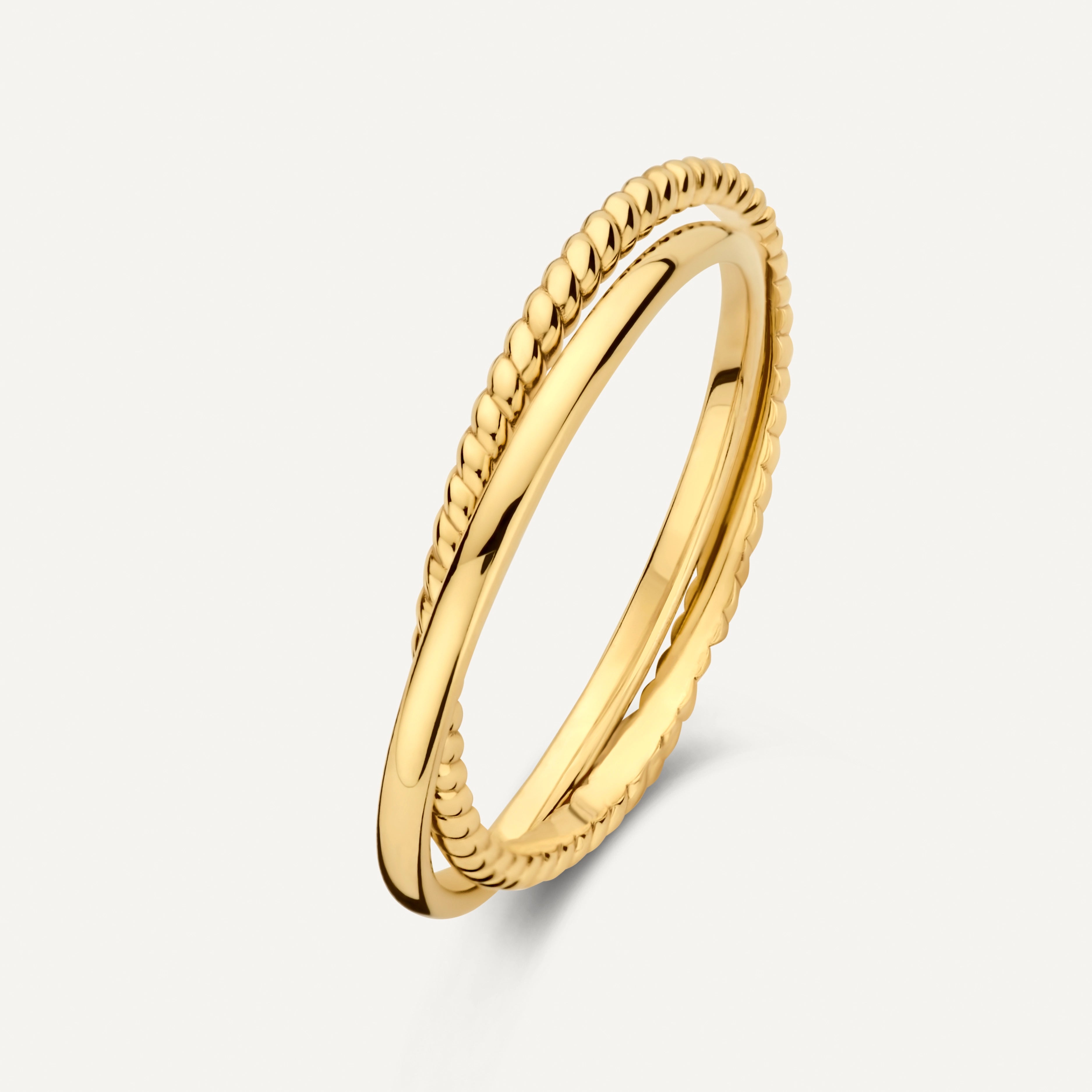 Gold Duo Twisted Ring of 14 Karat Gold for Women