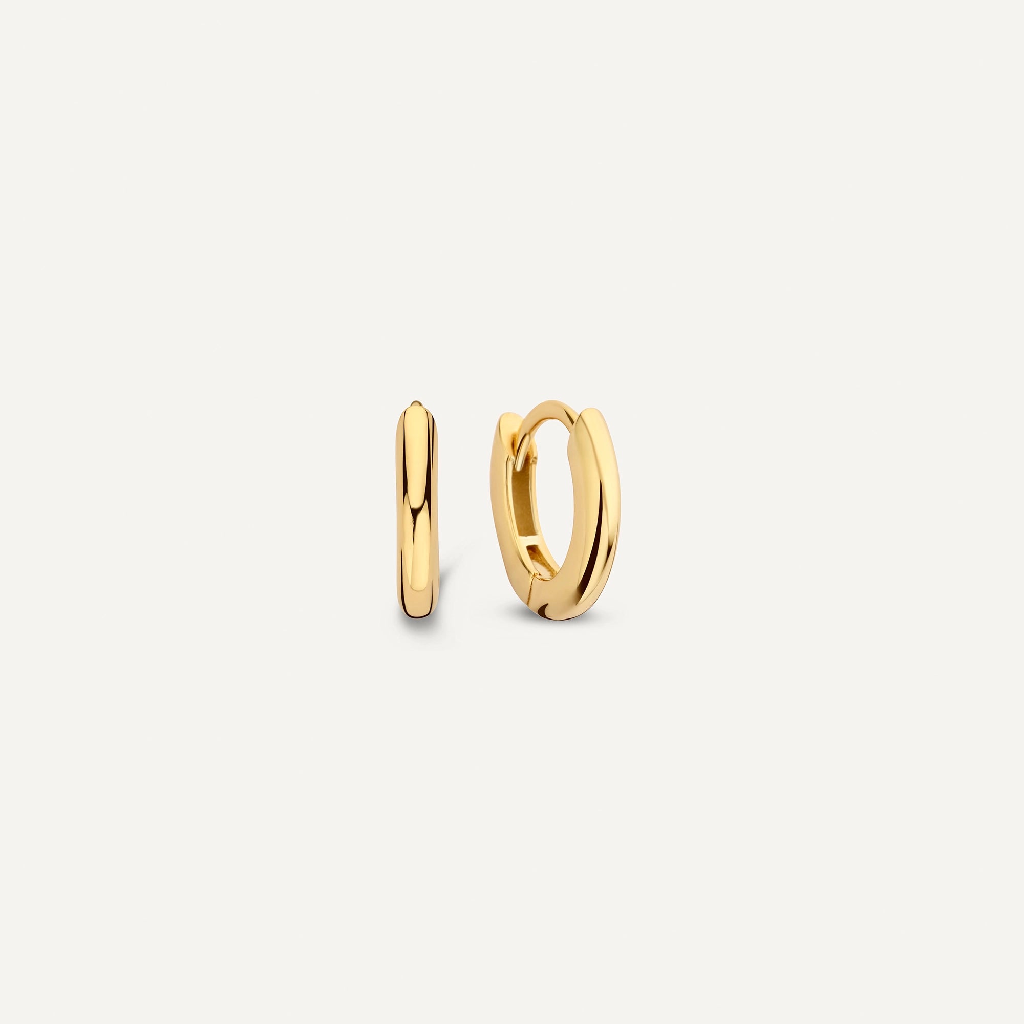 Gold Oval Small Huggie Hoops (10mm) of 14k Gold for Women