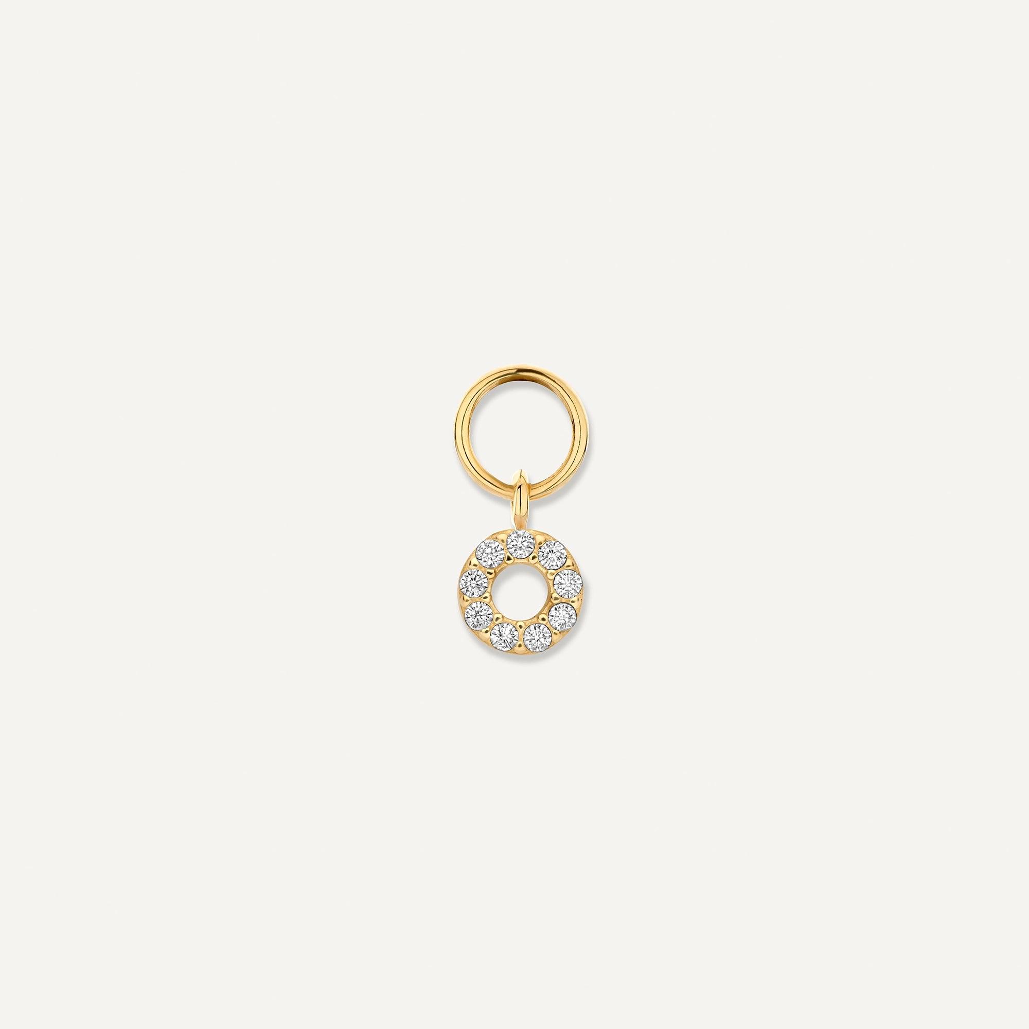 Pavé Cubic Zirconia Halo Hoop Charm 14 Karat Gold Earring Charm with ...