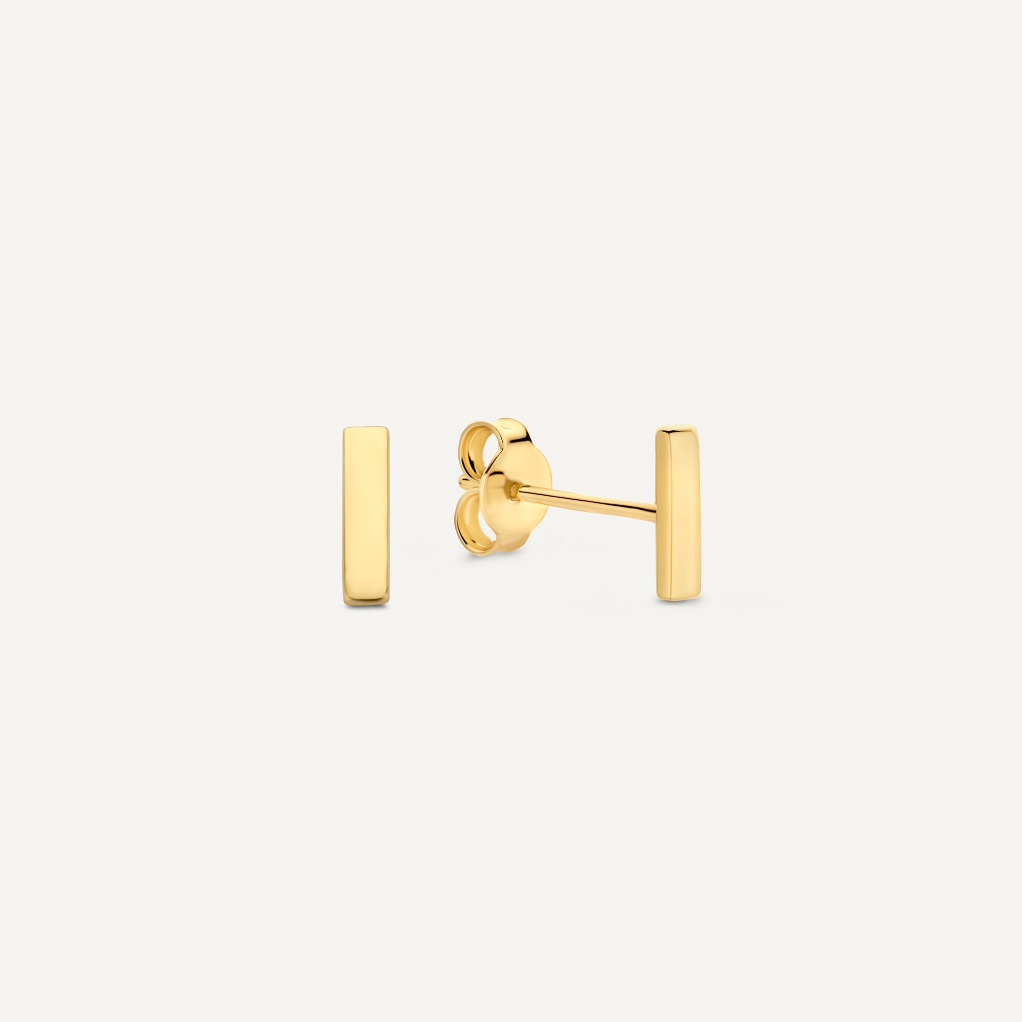 Gold Bar Studs of 14 Karat Gold for Women