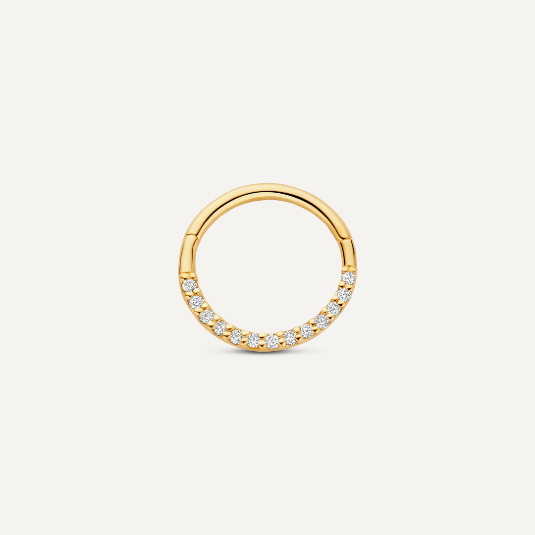 Pavé Diamond Daith Hoop Piercing (13mm) 14 Karat Gold for Women
