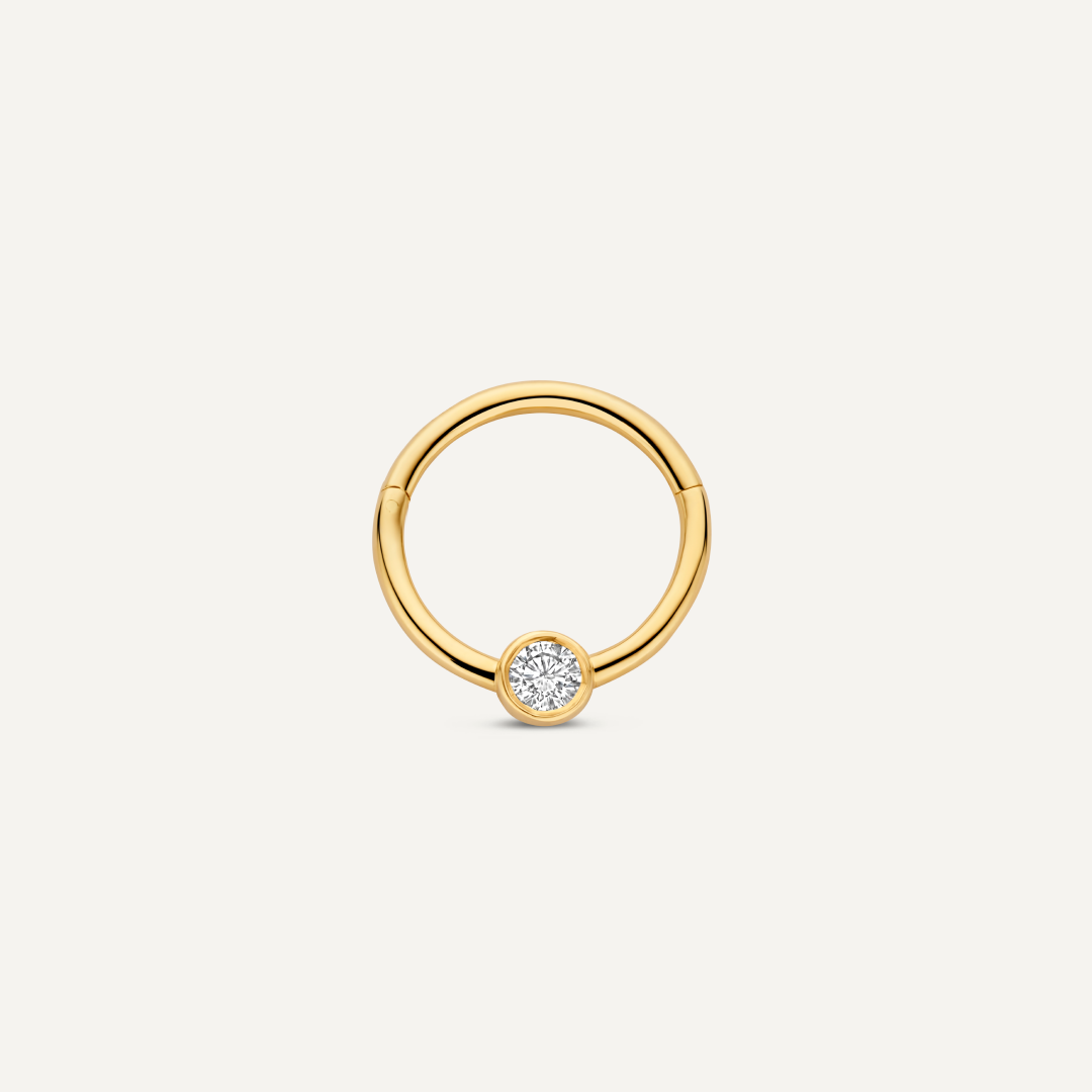 Solo Diamond Bezel Set Daith Hoop Piercing (13mm) 14 Karat Gold ...