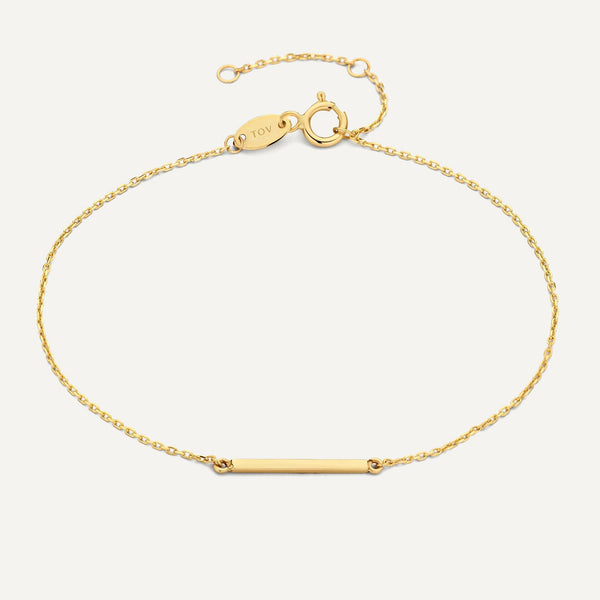 Gold Bar Bracelet of 14 Karat Gold for Women