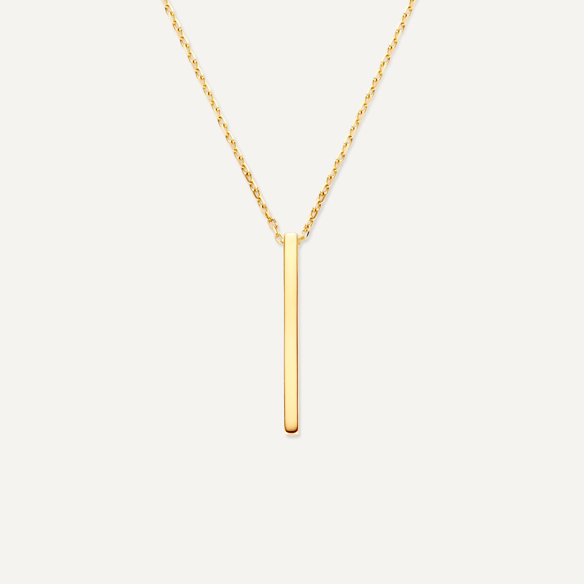 Gold Vertical Bar Pendant Necklace of 14k Gold for Women