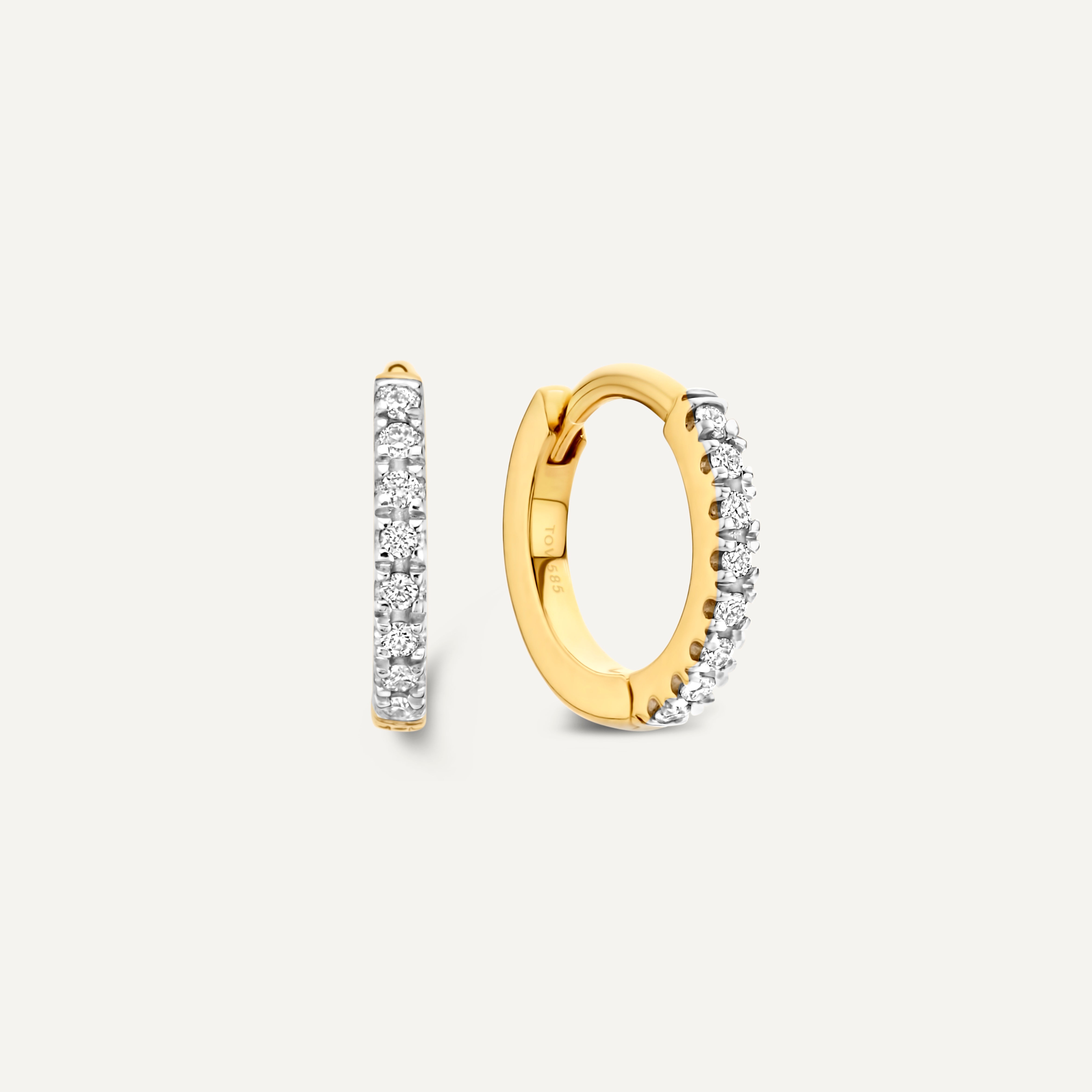 Pavé Diamond Small Huggie Hoops (10mm) 14 Karat Gold