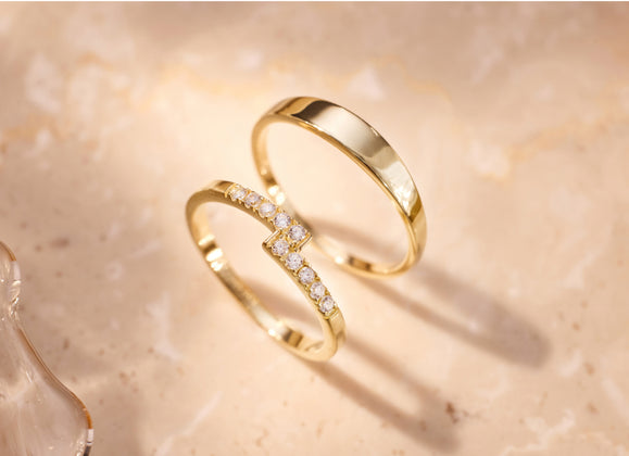 Gold Bold Stacker Ring of 14 Karat Gold for Women